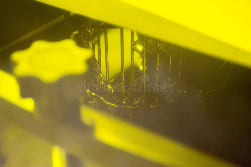 Printed Models on 3D Printer Close-up. Objects Printed on Photopolymer ...