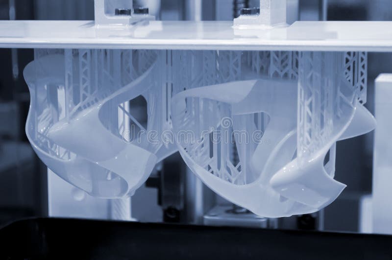 Printed Models on 3D Printer Close-up. Objects Printed on Photopolymer ...