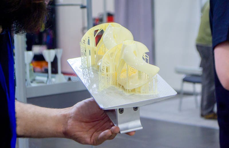 Printed Models on 3D Printer Close-up. Objects Printed on Photopolymer ...