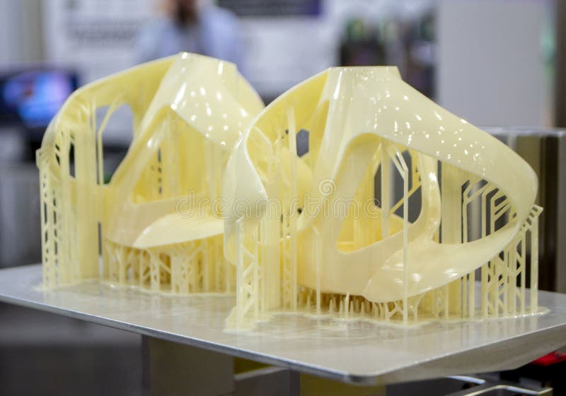 Printed Models on 3D Printer Close-up. Objects Printed on Photopolymer ...