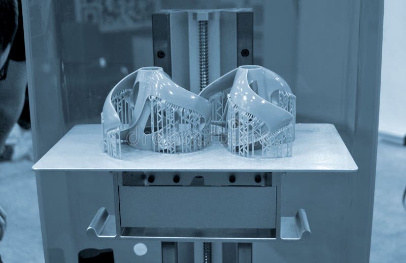 Printed Models on 3D Printer Close-up. Objects Printed on Photopolymer ...