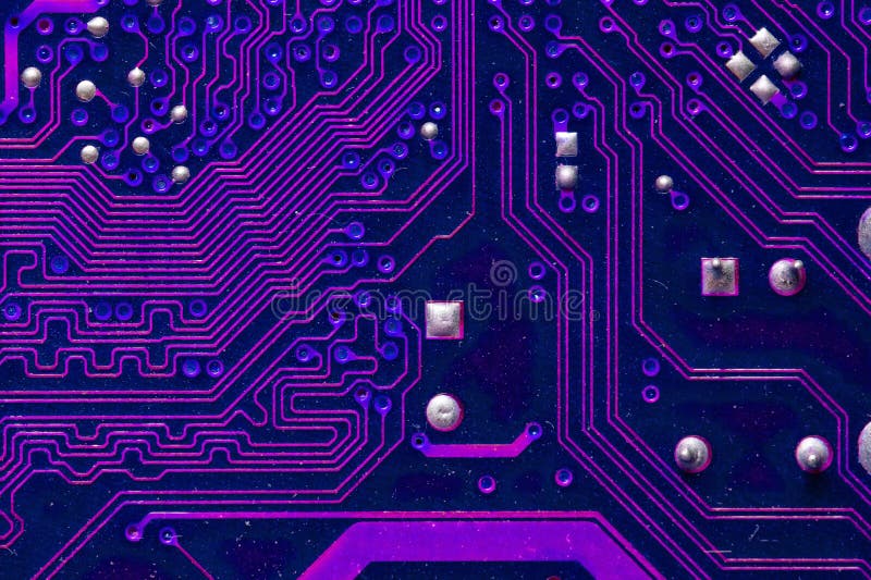 Printed Neon Purple Circuit Board. Electronic Computer Technology ...