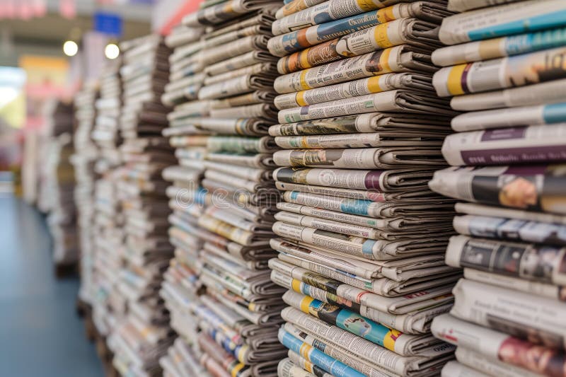 Printed Press Pile in Blurred Office Setting Stock Illustration ...