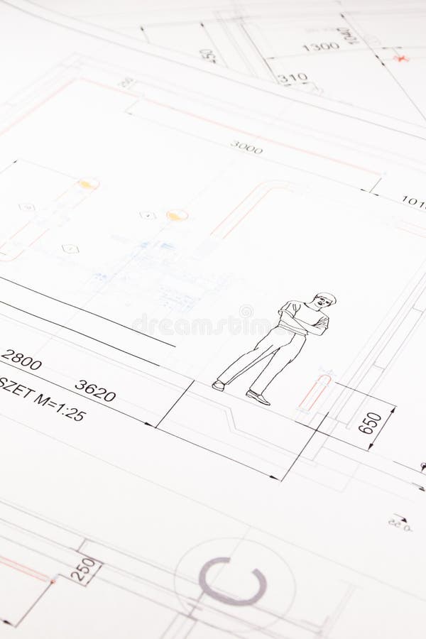 Printed Technical Drawing 7 Stock Photo - Image of construction ...