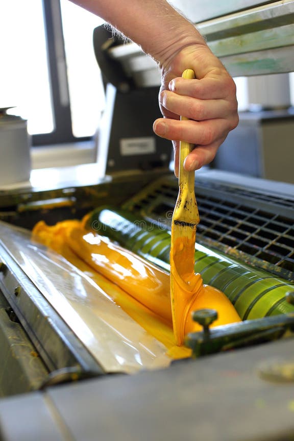 The Printer Applies Ink Inks. the Printing Process Stock Photo - Image ...