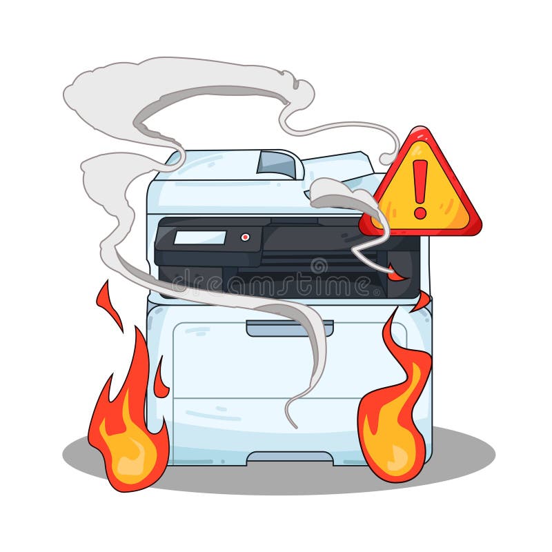 A printer on fire stock vector. Illustration of presentation - 389145505
