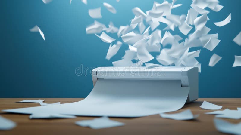 A Printer is Being Covered with Paper and Crumpled, AI Stock Image ...