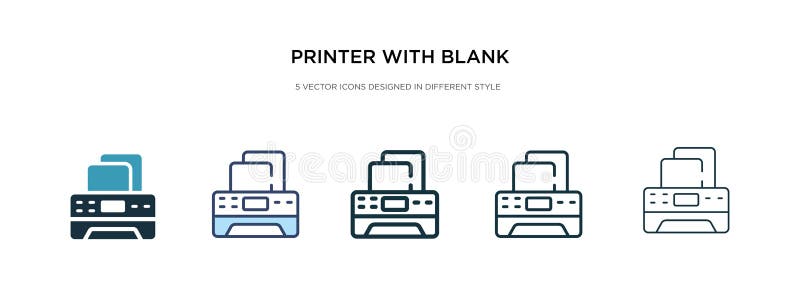 Printer with Blank Paper Sheet Icon in Different Style Vector ...