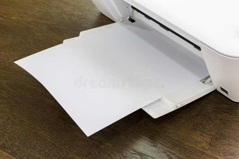 Printer with blank paper stock photo. Image of tabletop - 51041628