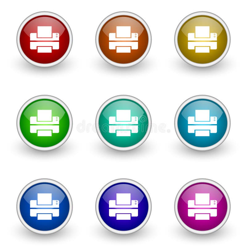 Printer button set stock illustration. Illustration of folio - 19302765