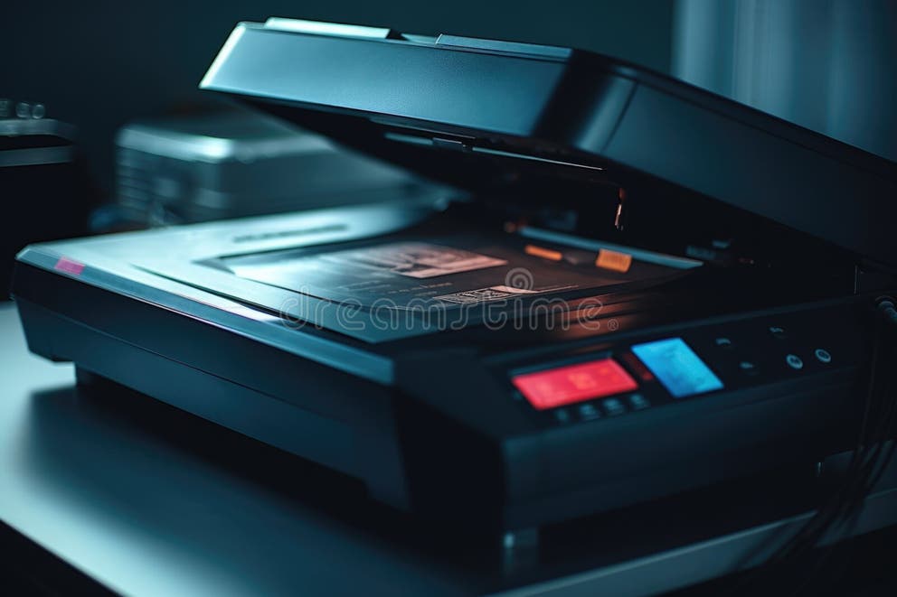 A Printer and Camera Placed on Top of a Desk. Suitable for Office ...