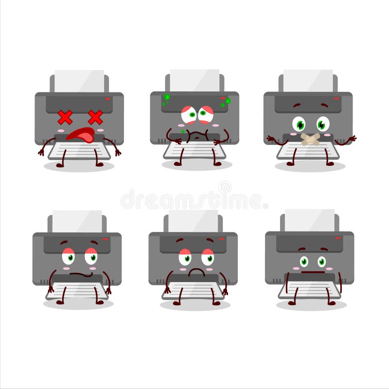 Printer Cartoon Character with Various Angry Expressions Stock Vector ...