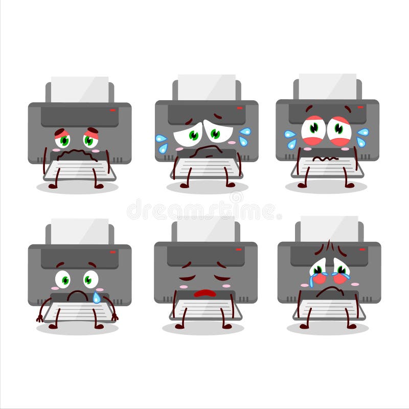 Printer Cartoon Character with the Sad Expression Stock Vector ...