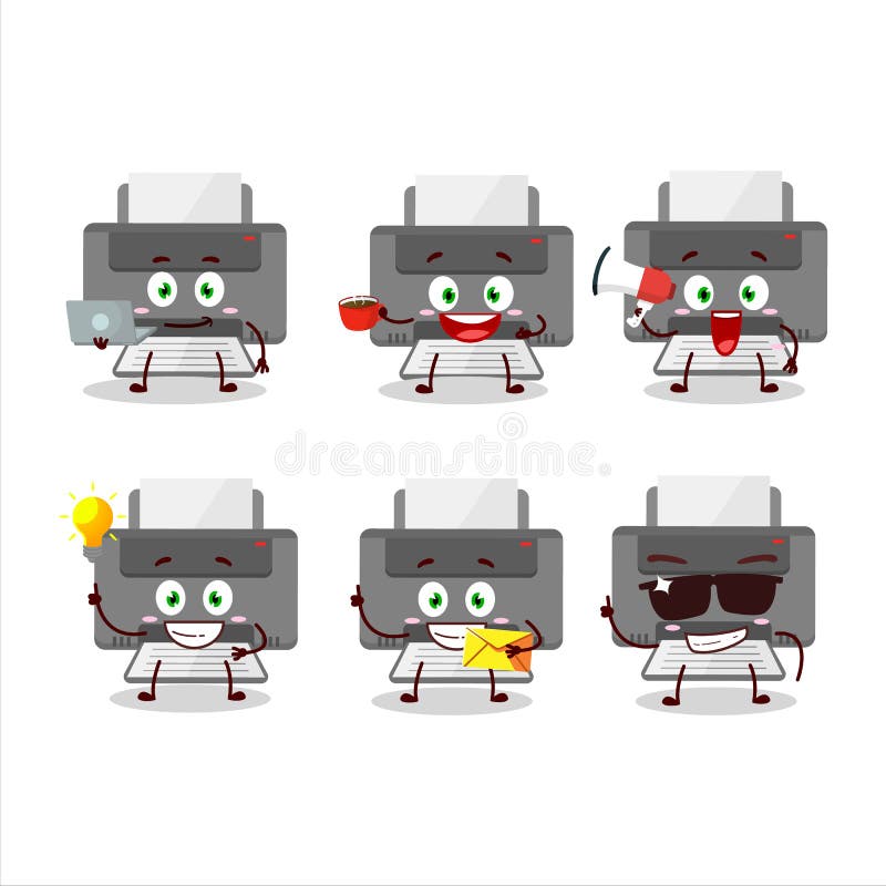 Printer Cartoon Character with Various Angry Expressions Stock Vector ...
