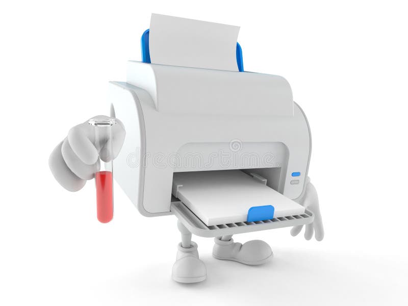 Printer Character Holding Blank Business Card Stock Illustration ...