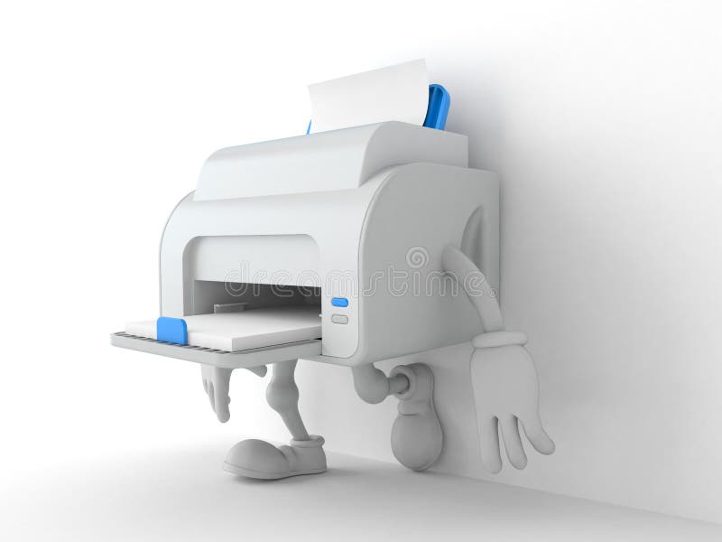 Printer Character with Blank Calendar Stock Illustration - Illustration ...