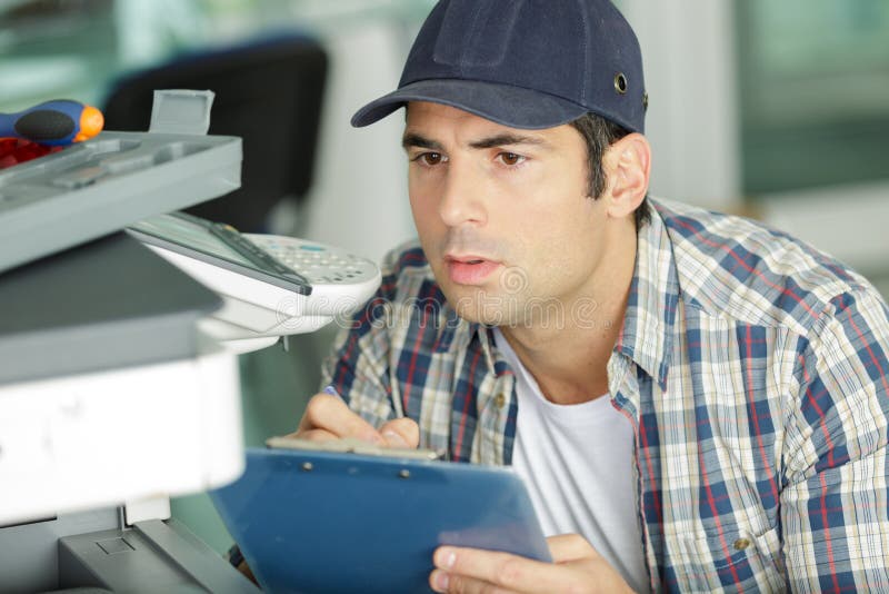 Printer Checking and Maintenance Stock Photo - Image of engineer ...
