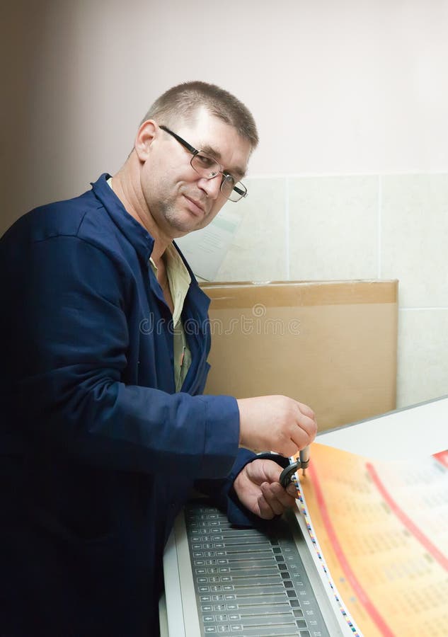 Printer Checking a Print Run Stock Image - Image of worker, magazine ...
