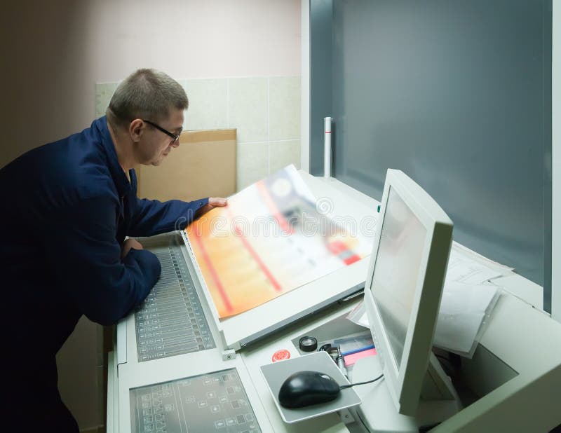 Printer Checking a Print Run Stock Image - Image of worker, magazine ...