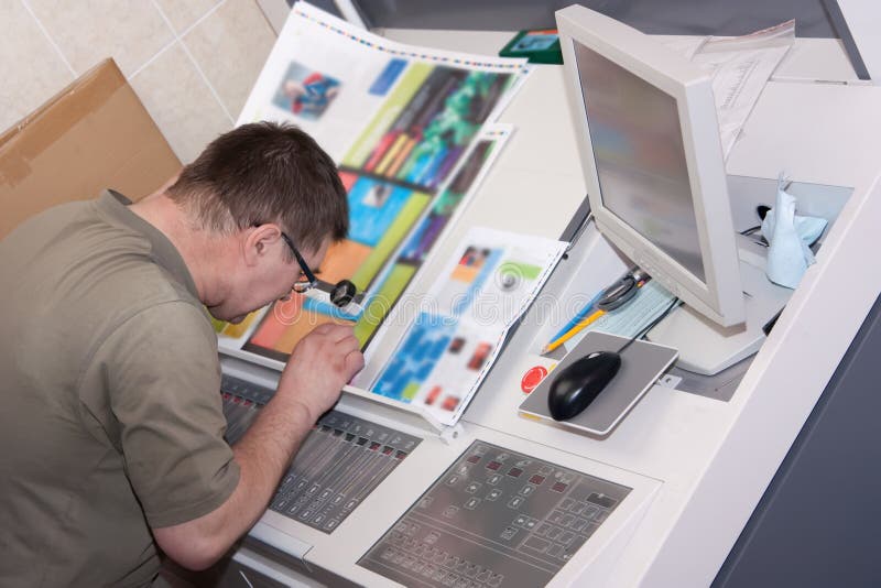 Printer Checking a Print Run Stock Image - Image of worker, magazine ...