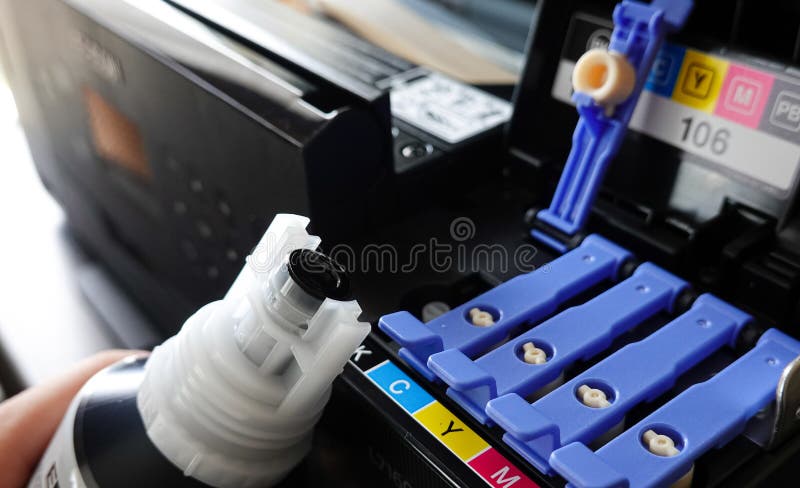 Printer with CISS System. Setting Up an Epson L7160 Printer Editorial ...