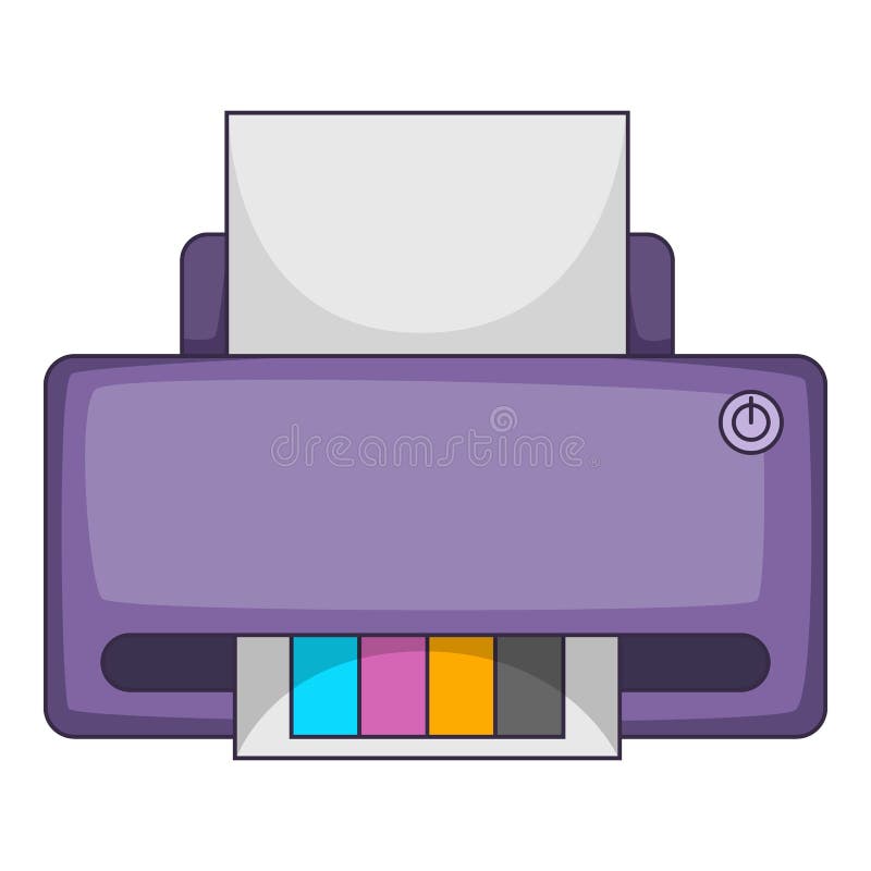 Printer with CMYK Colored Paper Icon Cartoon Style Stock Vector ...
