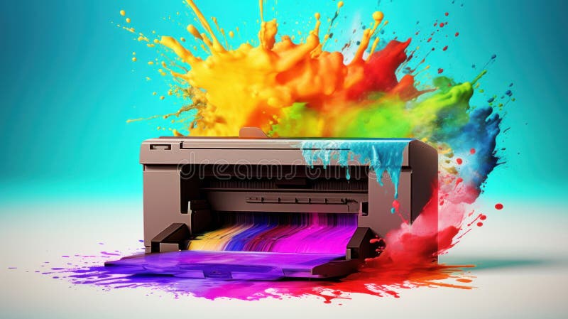 A Printer with Color Splashes for Office or Professional Photocopier ...
