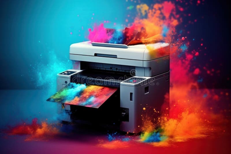 A Printer with Color Splashes for Office or Professional Photocopier ...