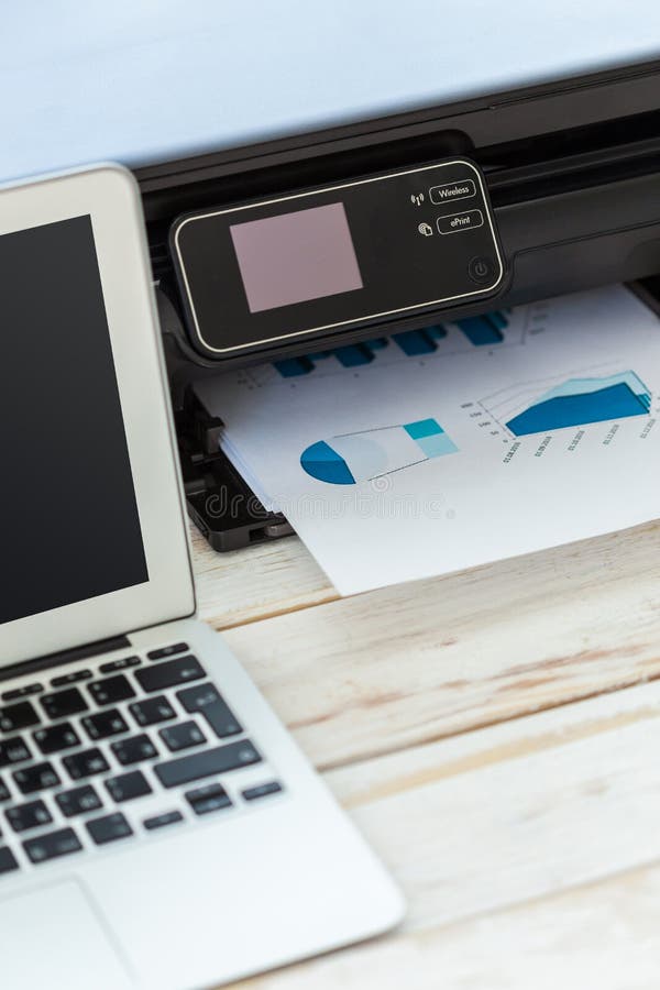 Printer and computer stock photo. Image of small, laptop - 71380040