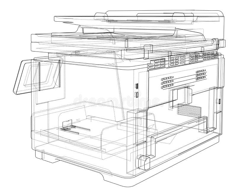 Printer Concept. 3d Illustration Stock Illustration - Illustration of ...