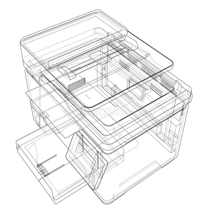 Printer concept. Vector stock vector. Illustration of blueprint - 128502008