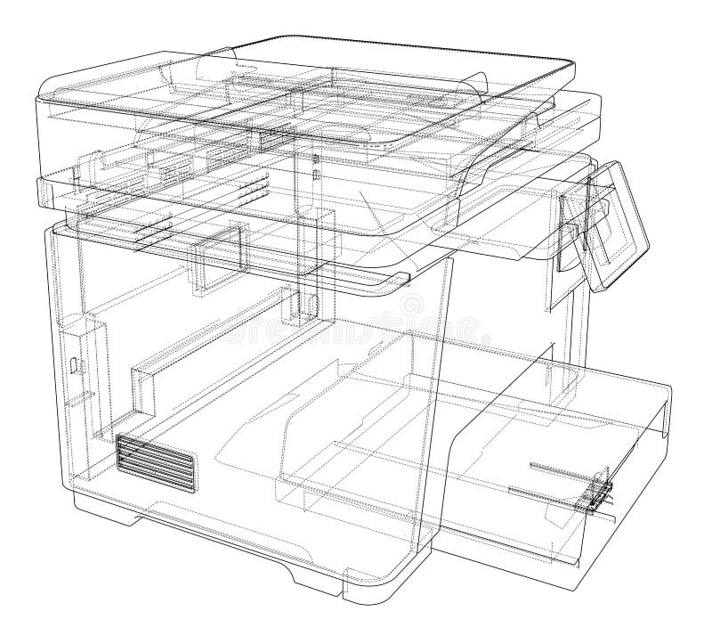 Printer Concept Vector Linear Icon Isolated on Transparent Background ...