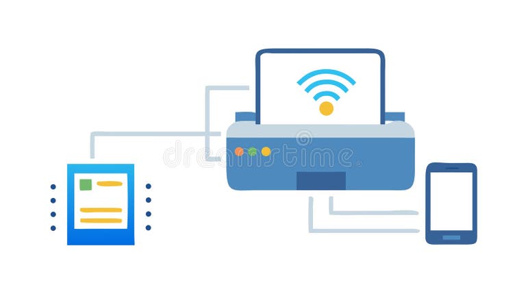 Printer Connected To Phone and Tablet for Printing, Vector Design ...