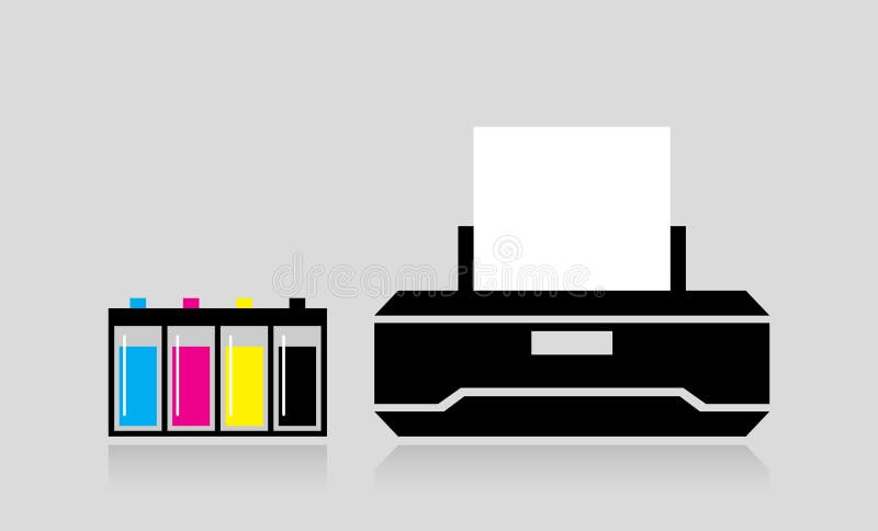 Printer with Continuous Ink Supply System Stock Vector - Illustration ...