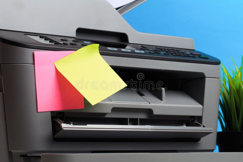 Printer, Copier, Scanner on Color Background . Office Table - Image ...