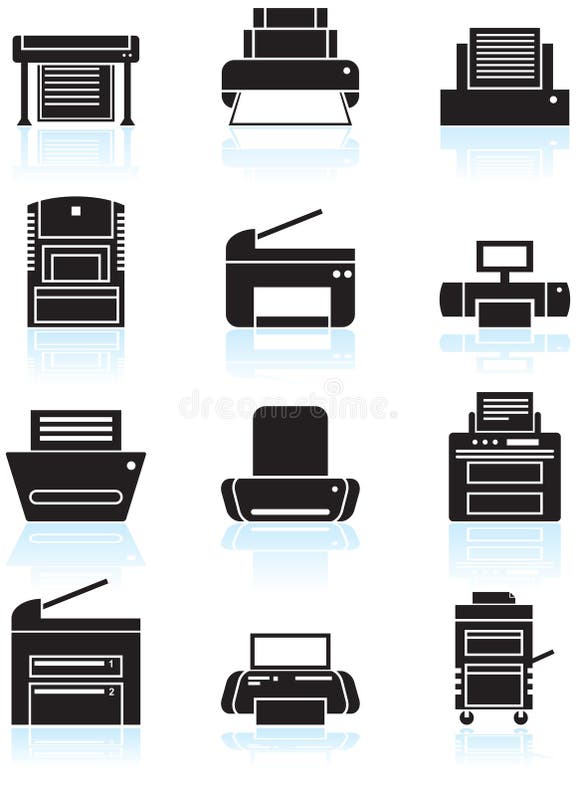 Printer / Copy Machine Icons Stock Vector - Illustration of paper ...
