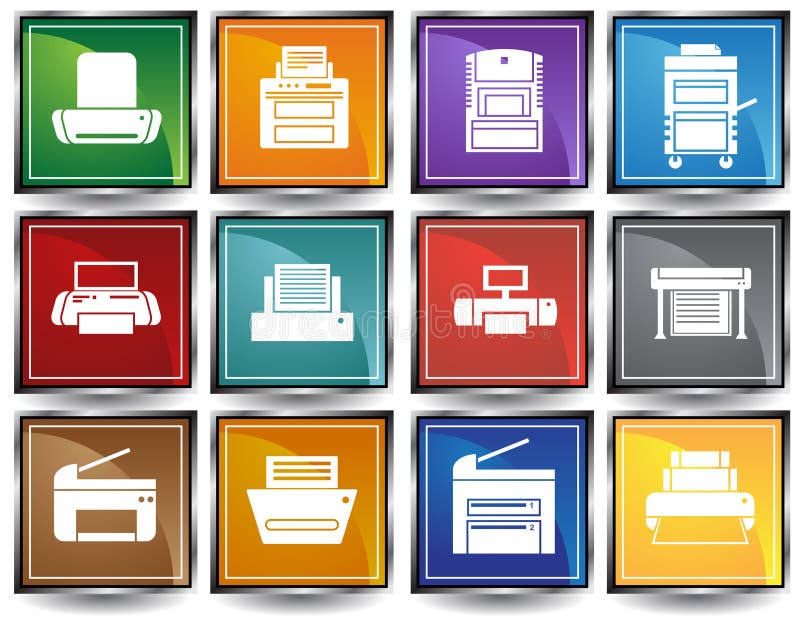 Printer / Copy Machine Icons Stock Vector - Illustration of paper ...