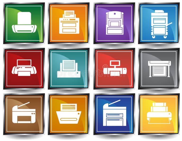 Printer / Copy Machine Icons Stock Vector - Illustration of printing ...