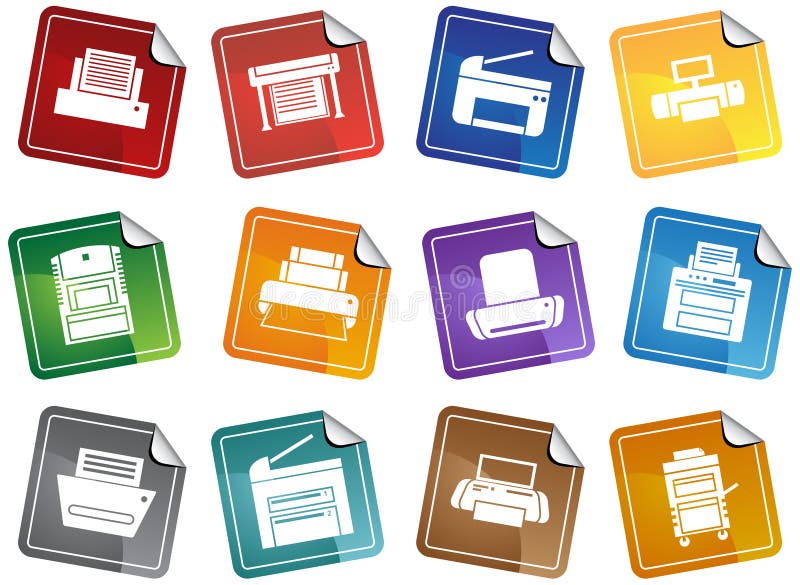 Printer / Copy Machine Icons Stock Vector - Illustration of paper ...