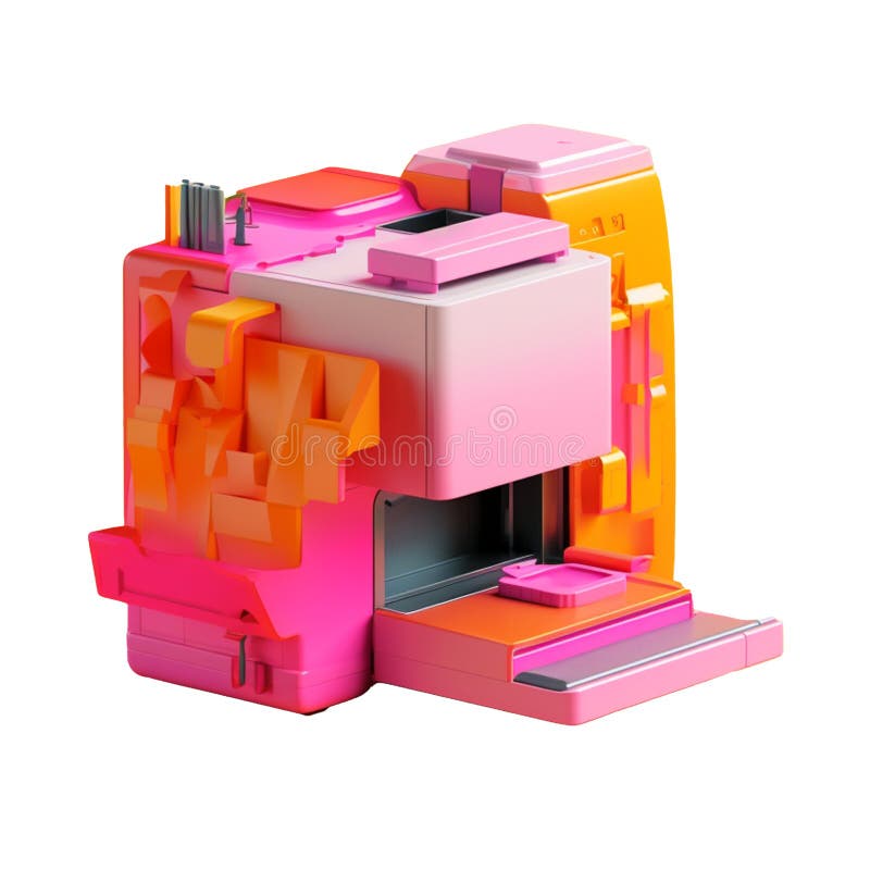 Printer in 3D Style Trending Color Palette with Generative AI Stock ...