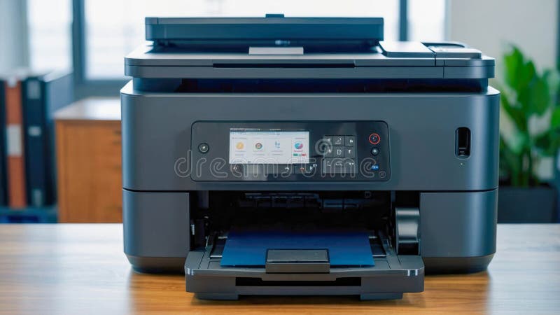 Printer on the Desk in the Office Stock Illustration - Illustration of ...
