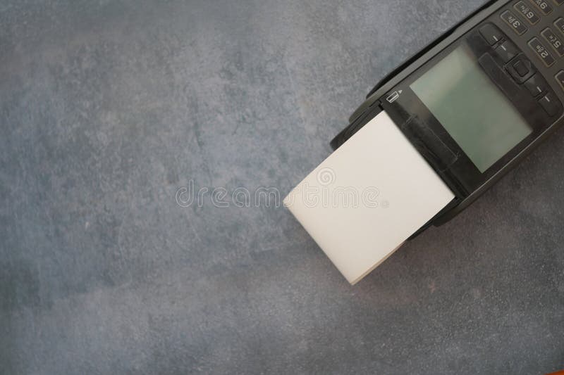 Printer Dispensing Blank Labels on a Grey Background Stock Image ...