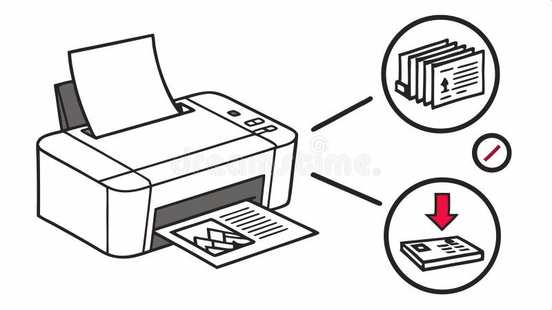 Printer with Document Download, Printing and File Transfer Icon Vector ...