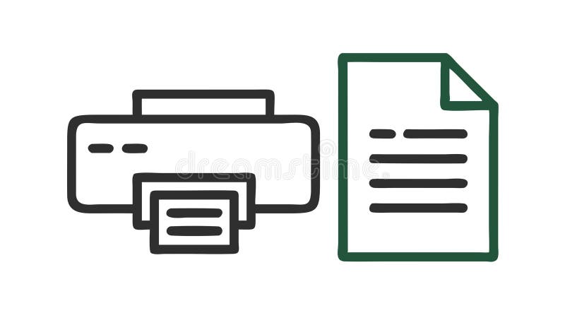 Printer and Document Icon Vector for Printing and Paperwork, Vector ...