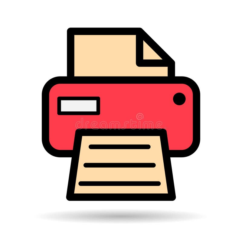 Printer Document Web Shadow Icon, Printout Machine Technology Flat Sign ...