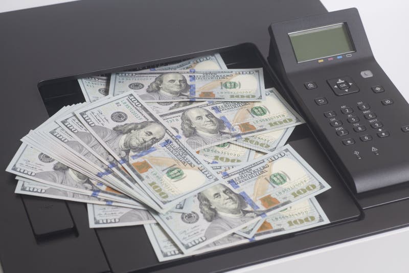 Printer Money Machine Printing Fake Dollar Stock Image - Image of ...