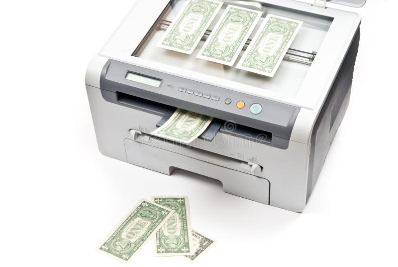 Printer and money stock photo. Image of isolated, equipment - 17191034