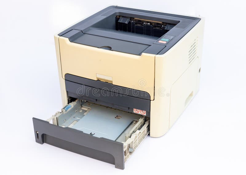 Printer with Empty Paper Tray on White Background Stock Photo - Image ...