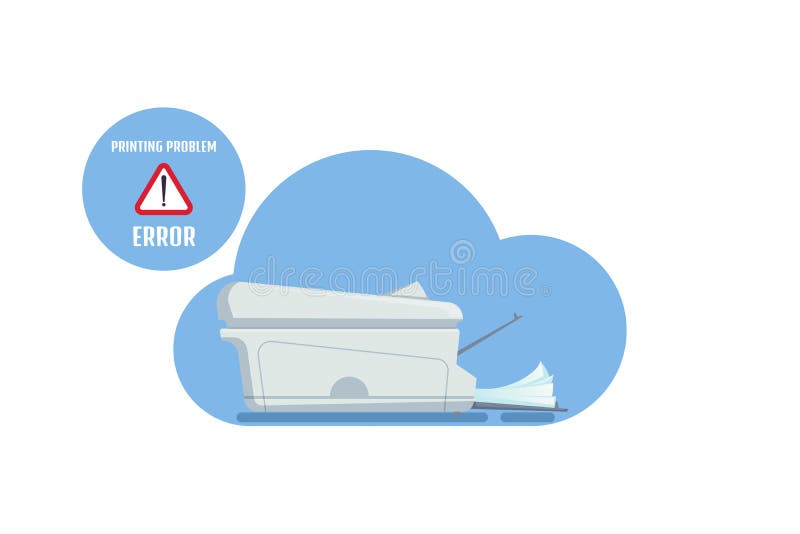 White Cartoon Printer with Error Sign Stock Vector - Illustration of ...