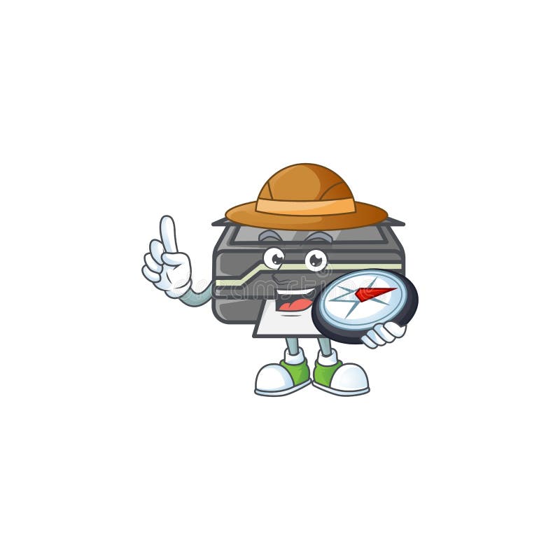 A Printer Explorer Cartoon Design Having a Compass Stock Vector ...